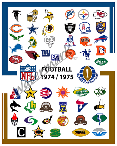 1974 - 75 NFL WFL Team Logo's REPRINT Color 8 X 10 Photo Picture | eBay
