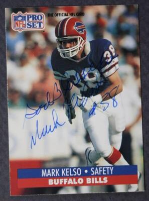 4 time Super Bowl Buffalo Bills Mark Kelso signed autographed 1991 Pro ...