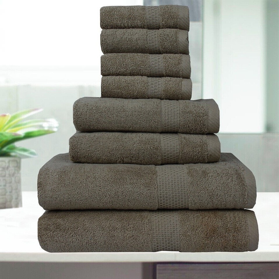 Luxury 8 pc Towel Sets for Bathroom, 100% Cotton 600 GSM Bath Linen ...