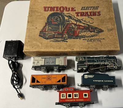 Vintage Unique Art Tin Litho Wind-up Train Set with Box | eBay