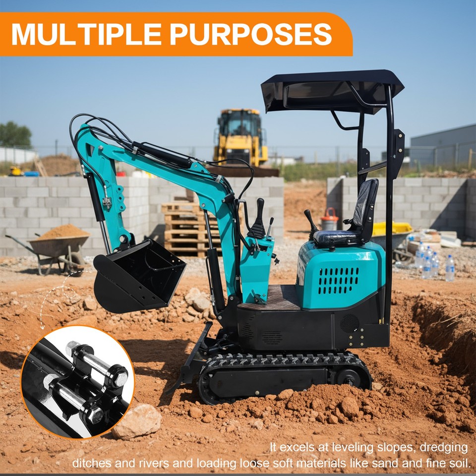 1000mm Flat Tooth Backhoe Bucket for Small Excavators with Pins | eBay