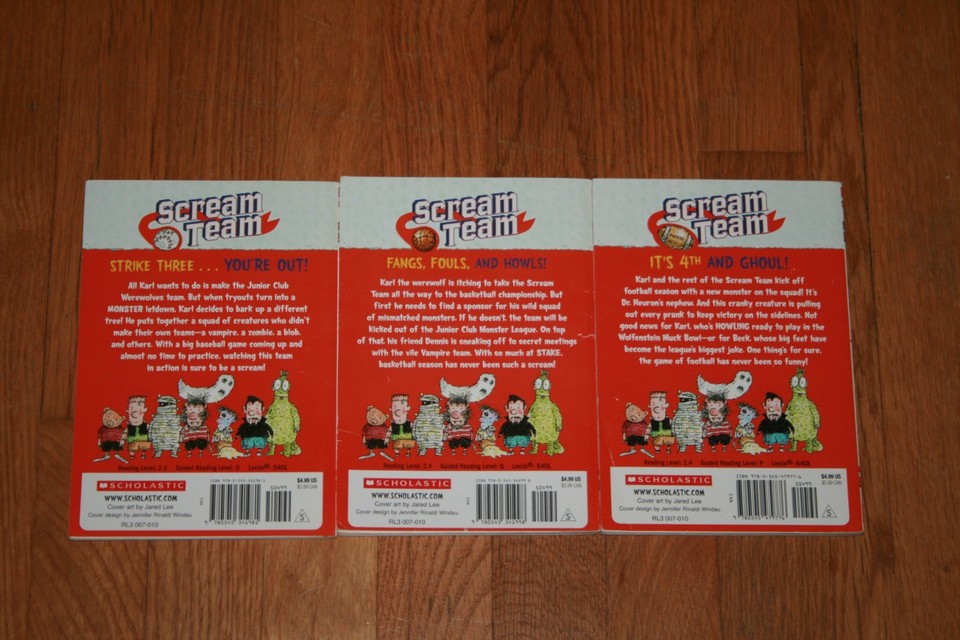 Lot 3 book Scream Team 1 2 3 Werewolf Home Plate Vampire Bigfoot First ...