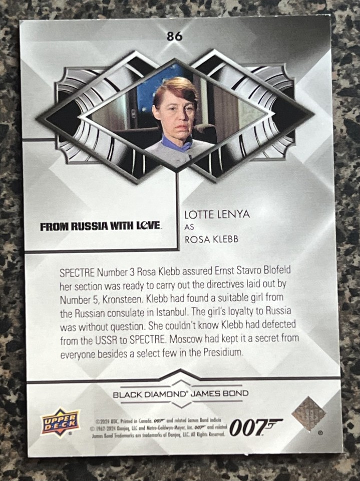 2024 JAMES BOND (01/10) LOTTE LENYA BLACK DIAMOND GOLD “DOUBLE O” CARD ...