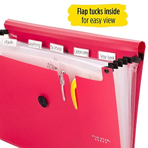 6 Pocket Expanding File Organizer, Plastic Expandable File Folders with ...