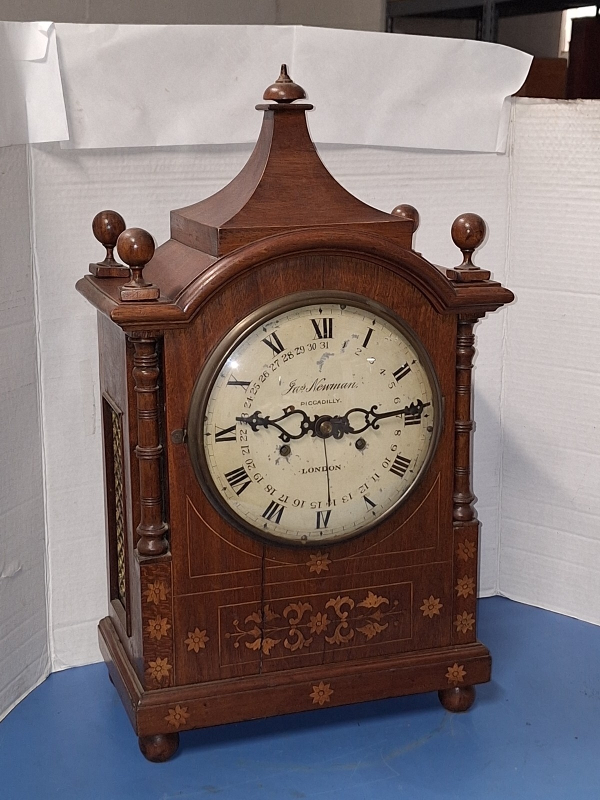 ANTIQUE NEWMAN PICCADILLY TWIN FUSEE CALENDAR BRACKET CLOCK ENGLAND ...
