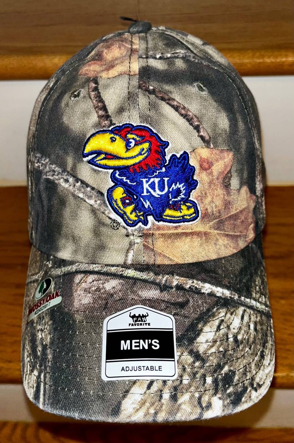 MOSSY OAK~UNIVERSITY OF KANSAS~KU JAYHAWKS~BROWN CAMOUFLAGE HAT~CAP~ADJ ...