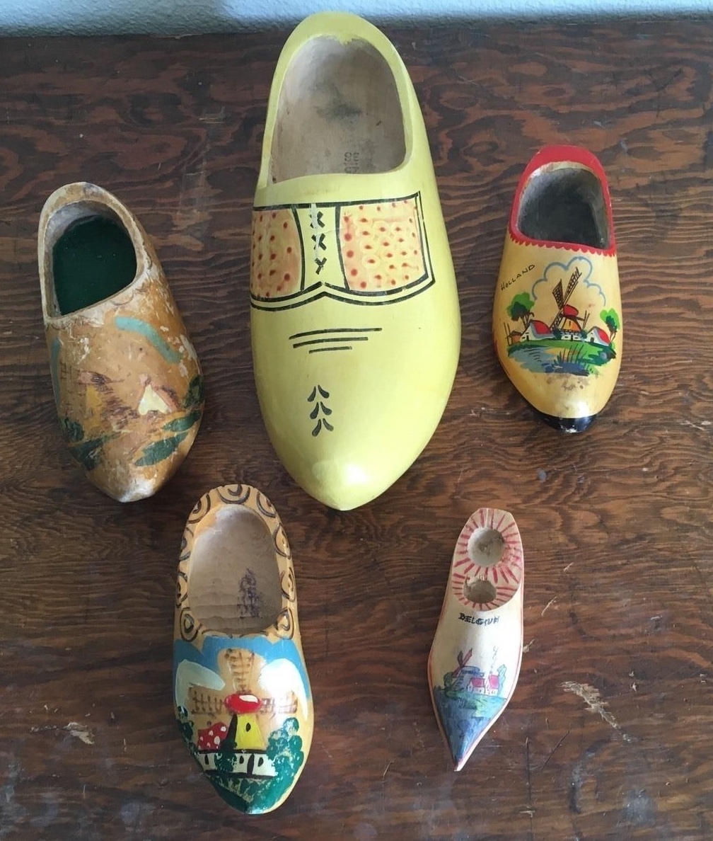 Lot of 5 Vintage Holland Wooden Clog Danish Dutch Hand Crafted Shoes ...