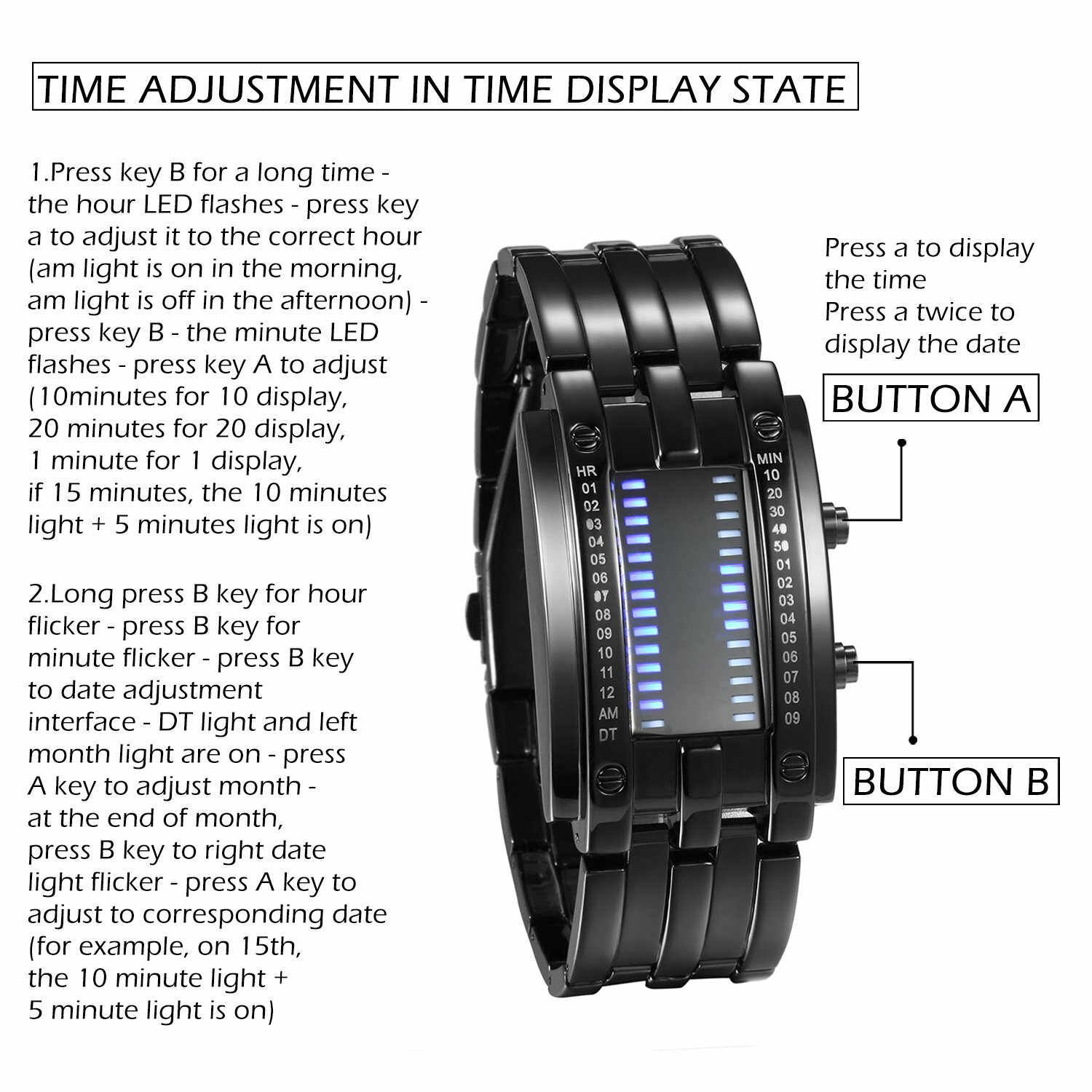 Men's Women's Binary Watches Luminous Sport Date Digital LED Couples ...