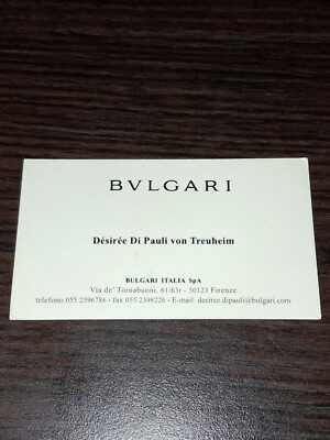 Bulgari Business Card Italy Désirée Di Pauli von Treuheim | eBay