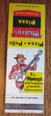 SHAKEY'S PIZZA MATCHBOOK COVER: MEXICO EMPTY MATCHCOVER -C18 | eBay