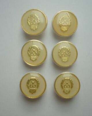Buttons 6 eyelet buttons 15 mm transparent with coat of arms and gold ...