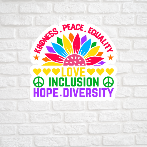 Inclusion sticker vinyl decal kindness equality inclusion peace love ...