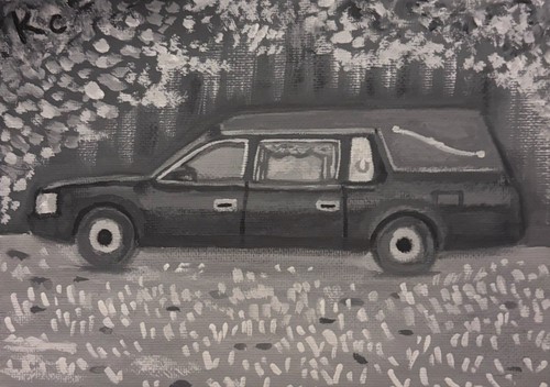 7x5'' Original Art, Acrylic Painting, Hearse Wall Art, Gothic Home ...