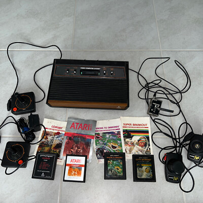 Atari (CX 2600 A) Video Game Console, 2 Controllers, 4 Games Read ...
