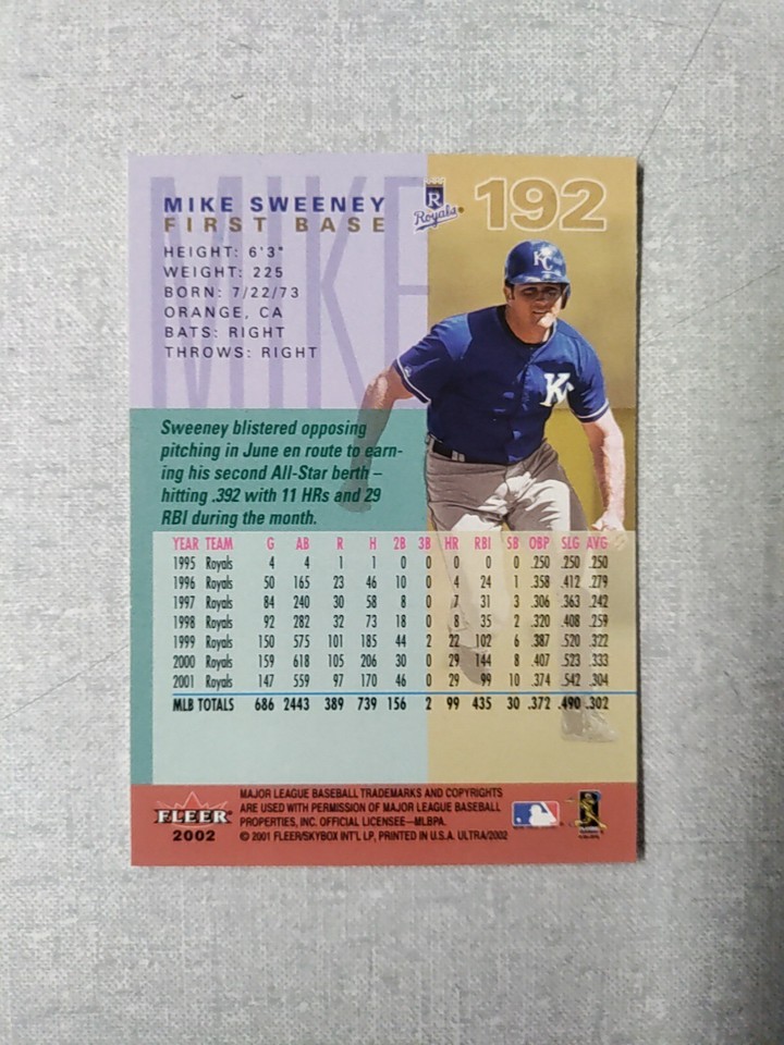 2002 Fleer Ultra Baseball #192 Mike Sweeney Royals NM Read Description 1779 | eBay