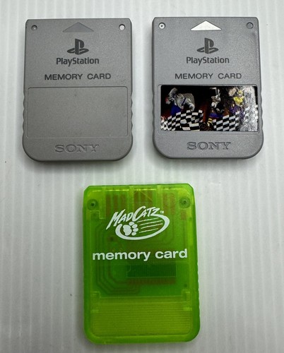 Official Sony PlayStation 1 PS1 Authentic Memory Cards Gray & Mad Catz ...