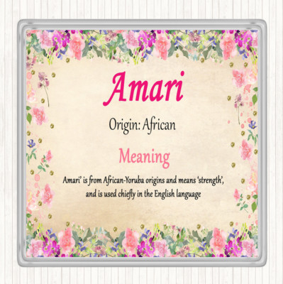 Amari Name Meaning Drinks Mat Coaster Floral | eBay UK