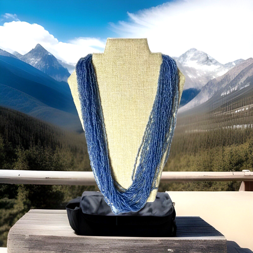 Vintage Native American Necklace Cobalt Blue Glass Bead Multi Strand 30 ...