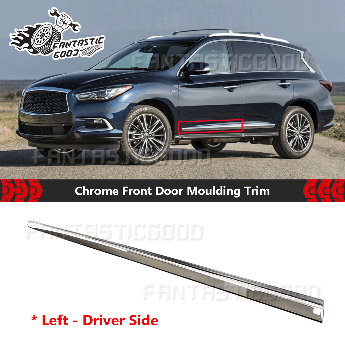 For Infiniti JX35 QX60 2013-20丨Chrome Front Left Door Lower Moulding ...
