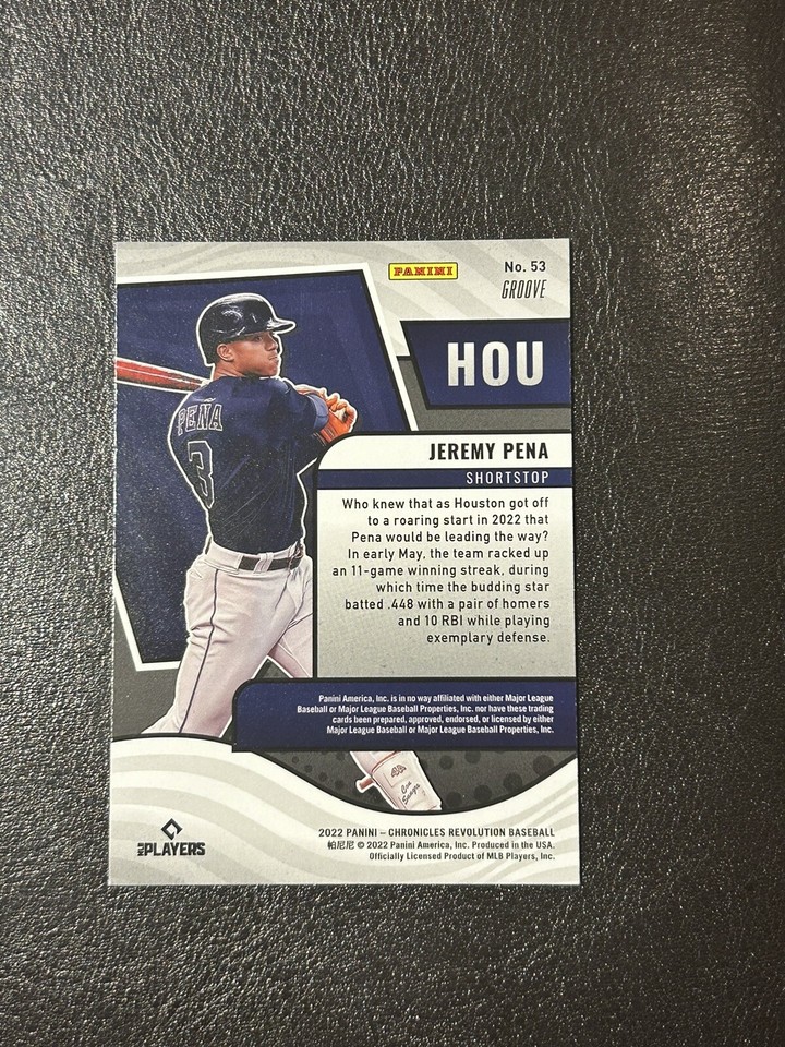2022 Panini Chronicles Jeremy Pena Revolution Groove Parallel Rookie ...
