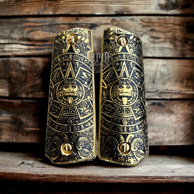 1911 45 38 Super Full Size Aztec Gold Gun Pistol Grip Cachas & 24K ...