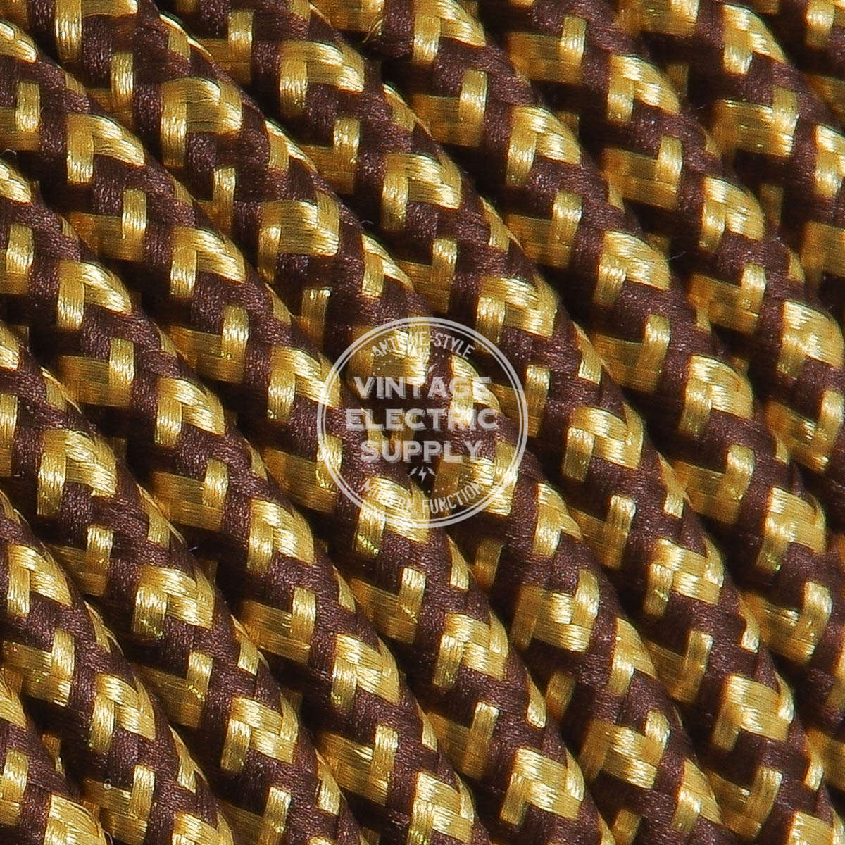 Brown & Gold (UL) Cloth Covered Electrical Wire - Braided Rayon Fabric ...