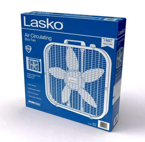Lasko Air Circulating 20" Class Box Fan with 3-Speeds, 22.5" High ...
