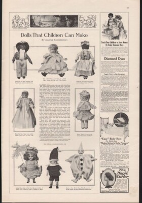 1910 DOLL HOMEMADE SAMBO DOTTY DIMPLE WEE WILLIE BABY BELL SEW AD20628 ...