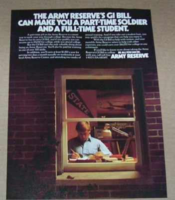 1989 print ad - US Army Reserve GI Bill military jobs college ...