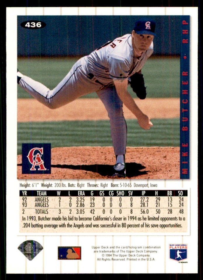 1994 Upper Deck Mike Butcher Baseball Cards #436 | eBay
