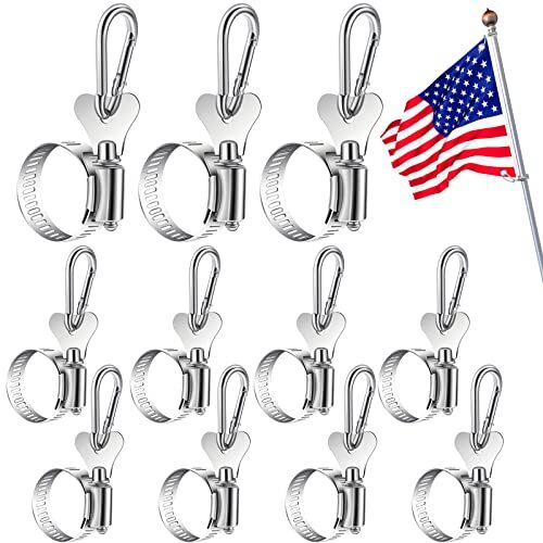 20 Pieces Bulk Boat Flag Pole Clips Flag Pole Kit Flag Pole Rings and ...
