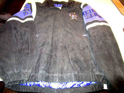 NOS COLORODO ROCKIES MBL BASEBALL MENS SUEDE JACKET BLACK LARGE | eBay