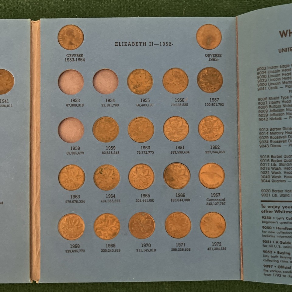 1920-1972 Canadian Small Cent Collection in Whitman Book INCOMPLETE 30 ...