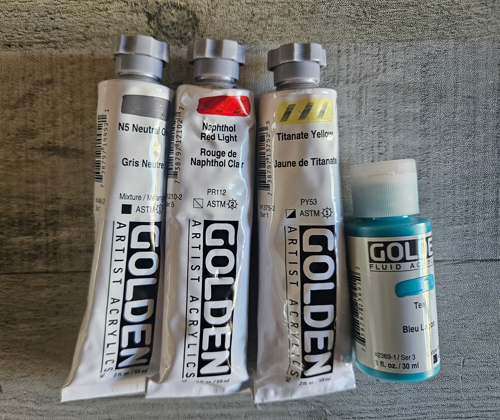 Golden Acrylic Art Paint N5 Gray Naphthol Red Light Titanate Yellow ...