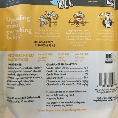 Dog Treats Shameless Pet Dental Sticks New CA SHIP FAST BEST $ - 4 ...