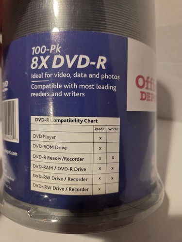 Office Depot DVD+R 8X 4.7 GB 120 Minutes 100-Pack New Spindle | eBay