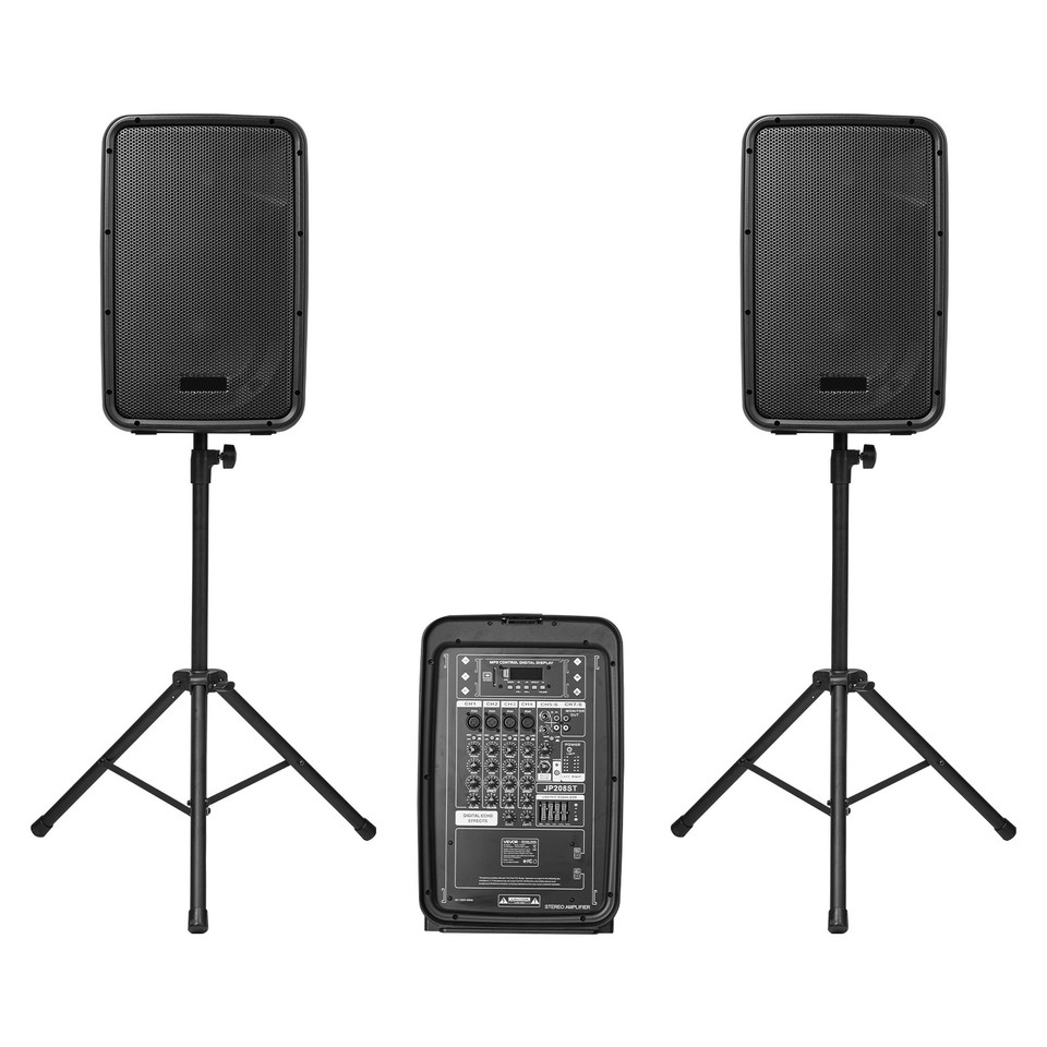 2 X 8 in Speakers Portable PA System 300W Mixer Bluetooth Mic for DJ ...