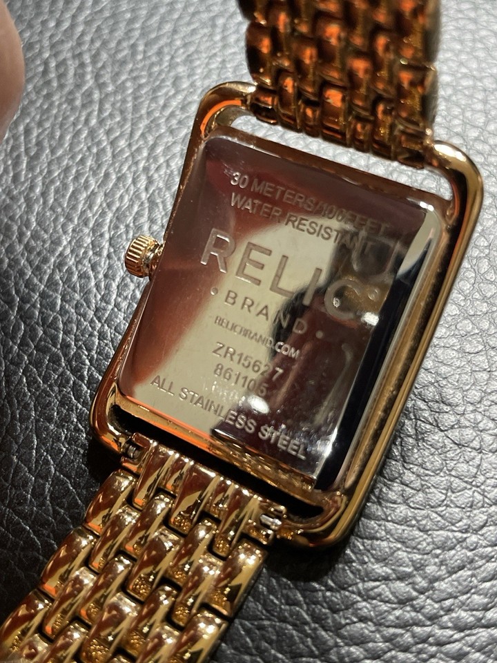 Relic by Fossil ZR15627 Women’s Rose Gold Watch Crystal Bezel MOP Dial ...