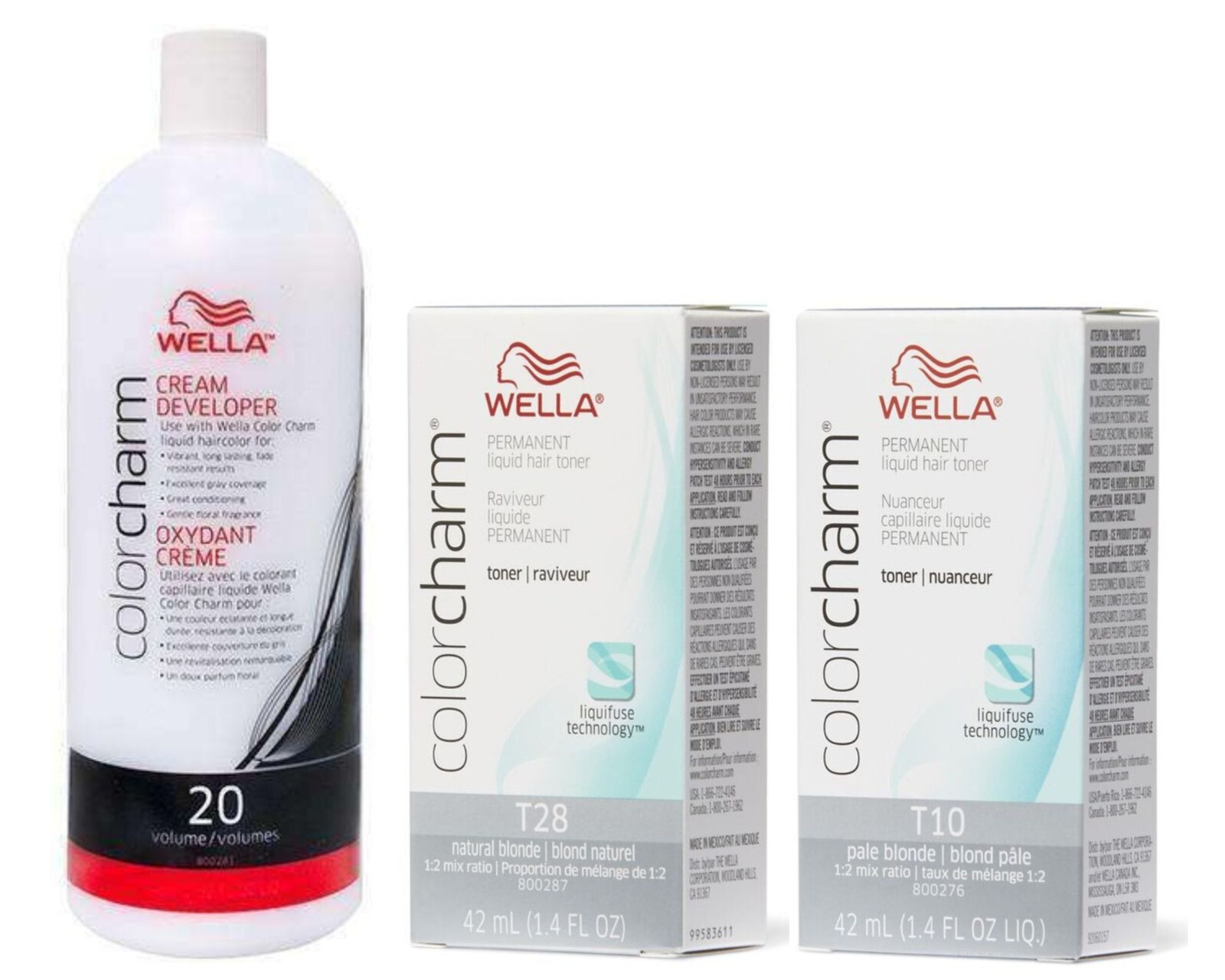 Wella Color Charm T-10, 14, 28, 050 with 20 DEVELOPER 0.21oz Combo ...