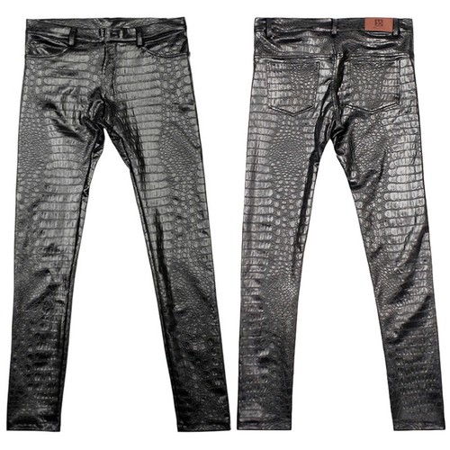 Men Alligator Pattern Texture Faux Leather Pants Leggings Trousers ...