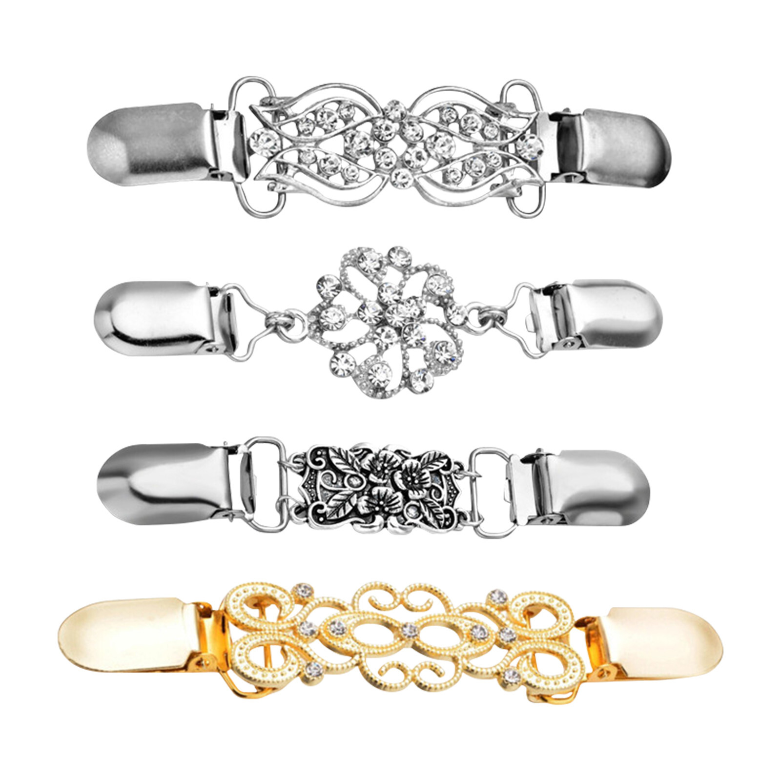 4PC Vintage Sweater Clip Set Women Shawl Clip Dress Collar Shirt Cinch ...