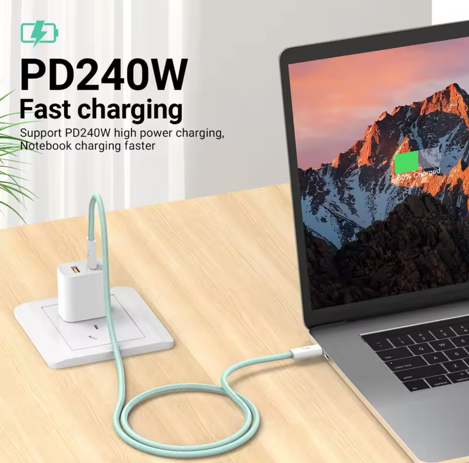 ⚡️Thunderbolt 4 Pro 40Gbps USB4 USB Type C 240W Light Green Data Cable ...