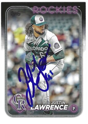JUSTIN LAWRENCE SIGNED 2024 TOPPS SERIES 1 BASEBALL CARD COLORADO ...