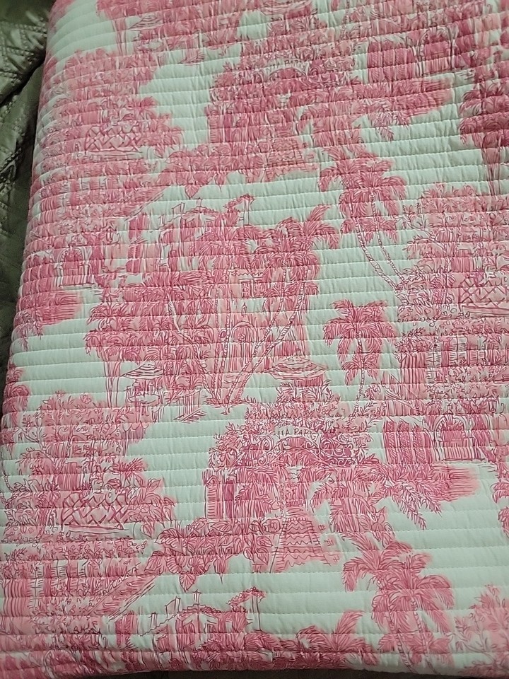 Pottery Barn Teen Lilly Pulitzer Toile Quilt Twin/XL & 1 Standard Sham ...