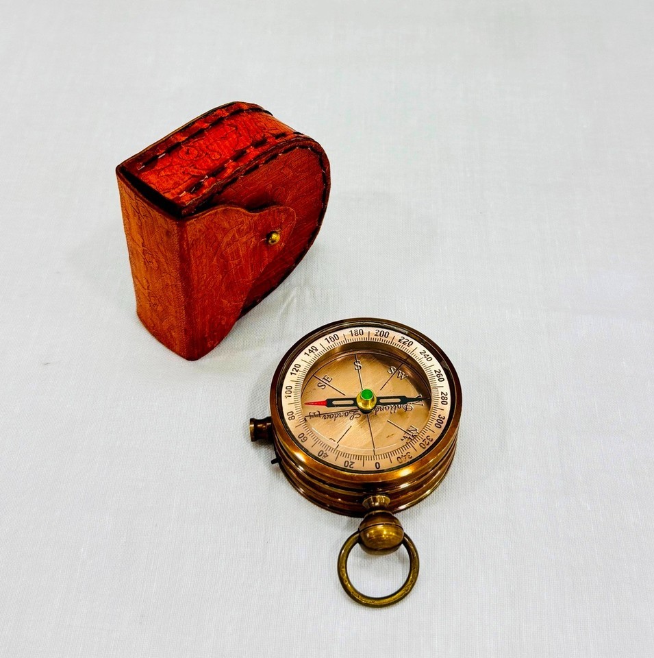 Antique Brass Pocket Compass, Vintage Nautical Marine Handmade Nautical ...