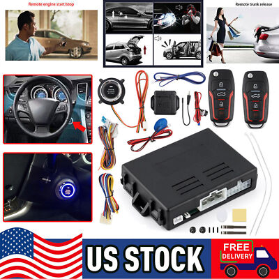 Car keyless Entry Start Engine Stop Push Button Alarm System Automatic ...