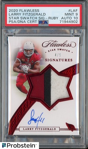 2020 Panini Flawless Ruby Larry Fitzgerald Star Swatch 4/5 PSA 9 PSA ...