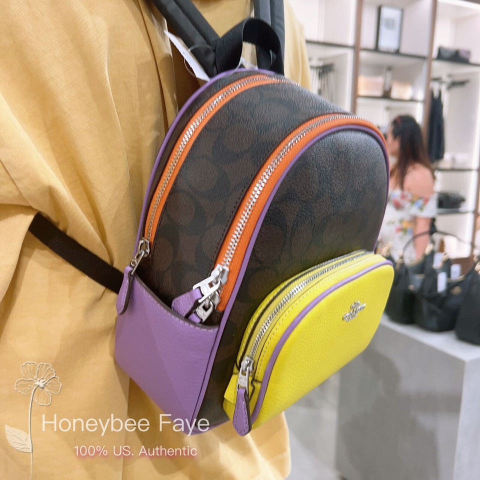 NWT Coach Mini Court Backpack In Signature Canvas/Colorblock/With ...