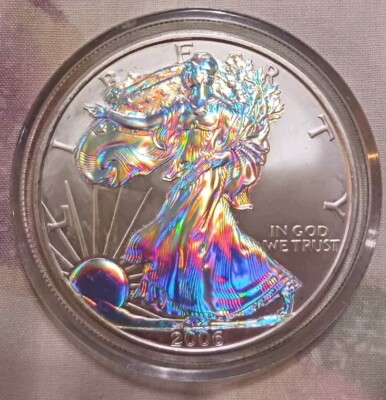 2006 American Silver Eagle Hologram .999 Silver Coin - Stunning Colors ...