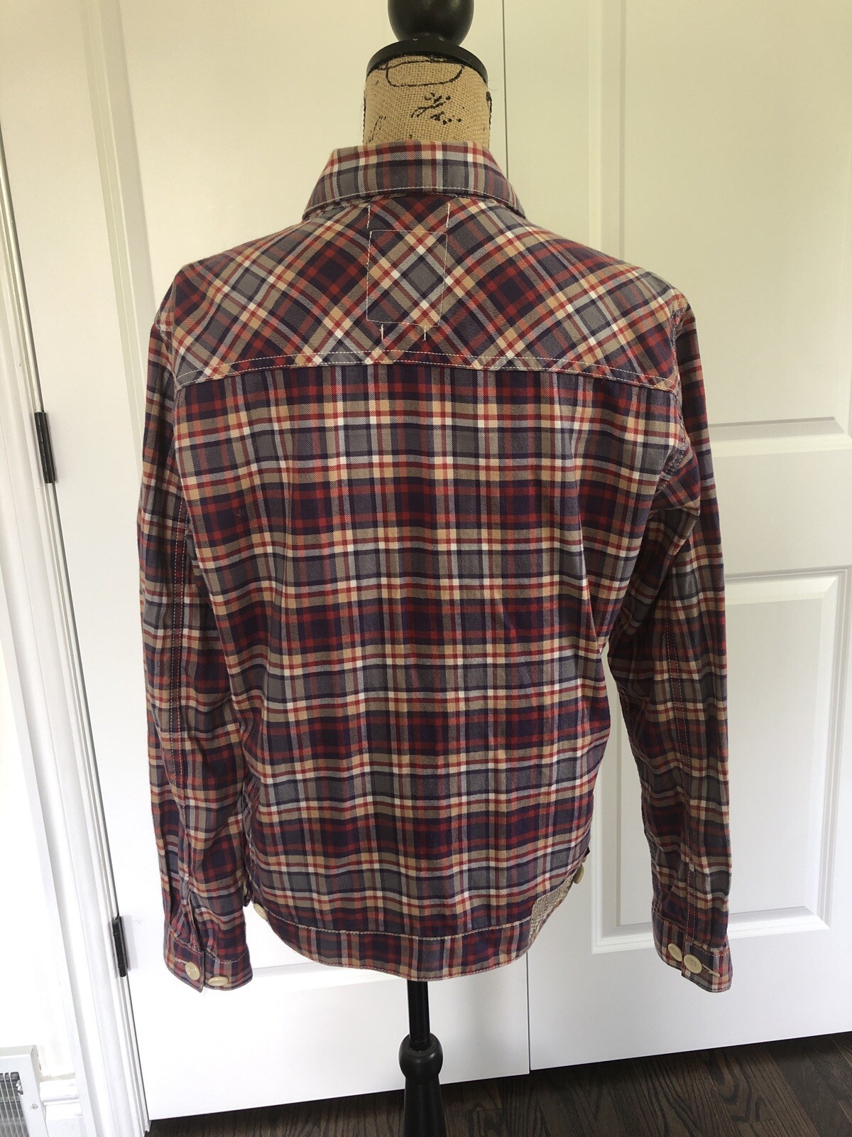 VISVIM Men’s Plaid Flannel Button-Down Jacket Medium - Gem